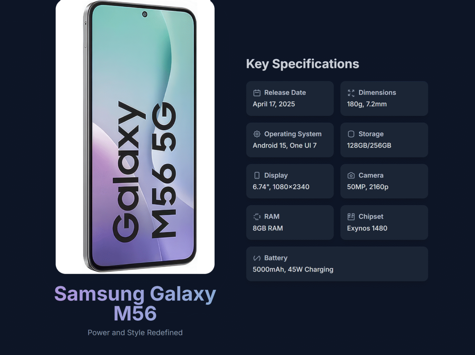 Samsung Galaxy M56: Full Specs and Features - PHONE VERDICT
